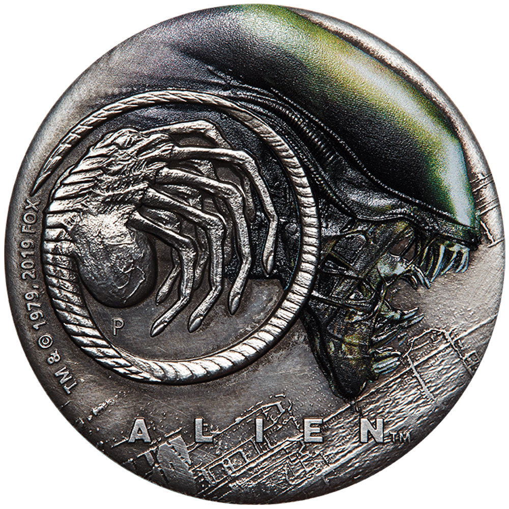 Alien 40e Anniversaire Pièce Antique 2 onces | Achat Argent en ligne ...